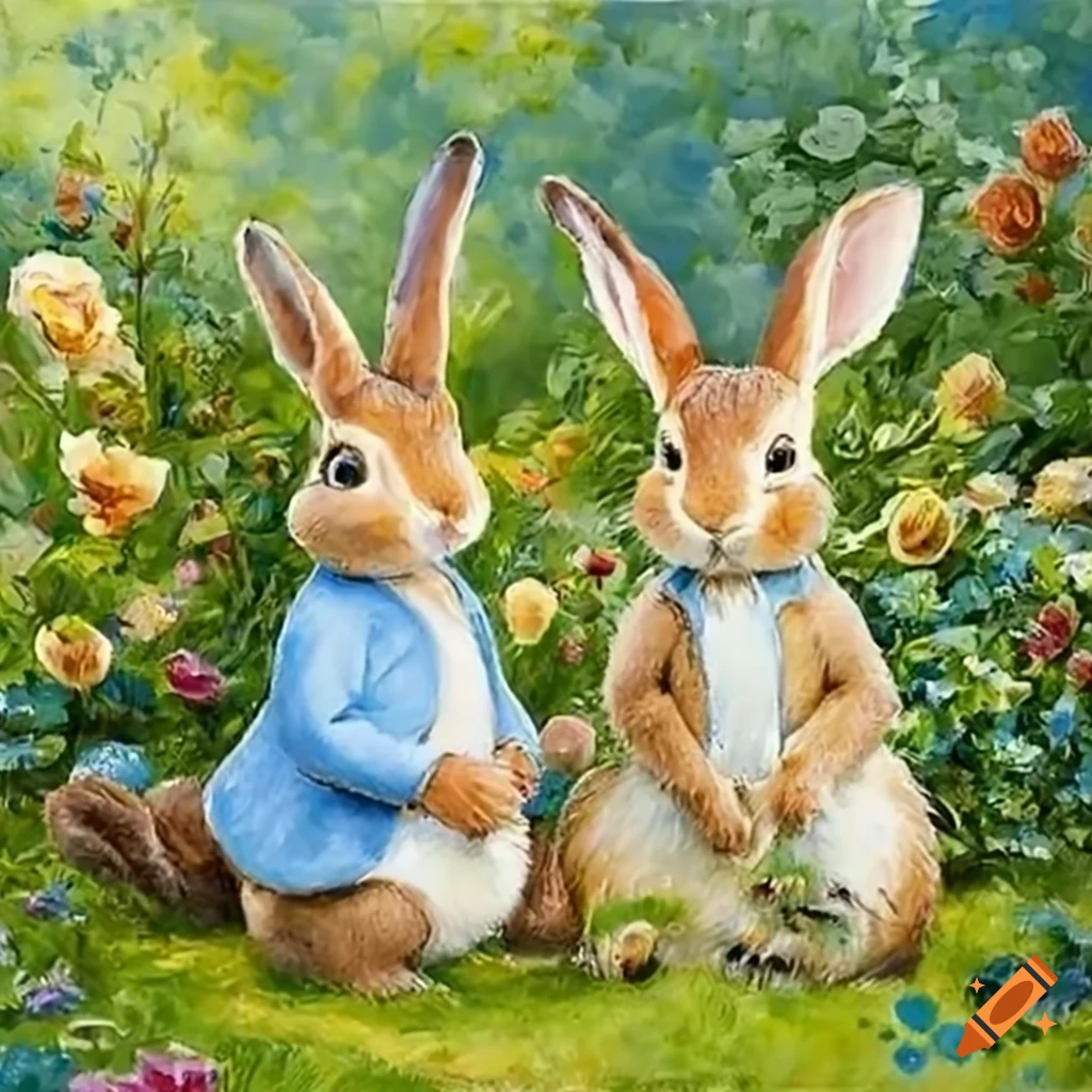 Peter rabbit family with mom and children, Inspiracja Danuta Muszyńka ...