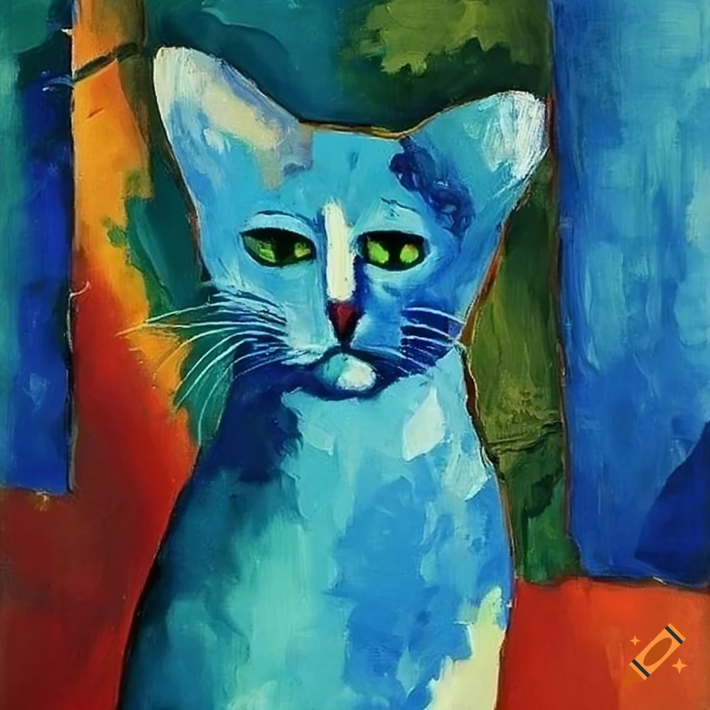 Blue cats, abstract painting by august macke on Craiyon