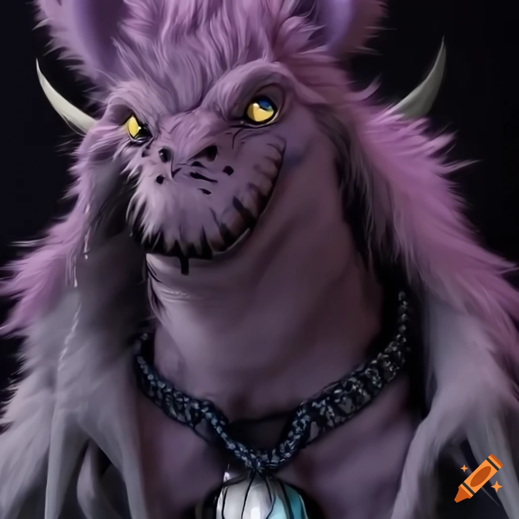 Furry monster with collar, high definition, ultra detailed, anime style ...