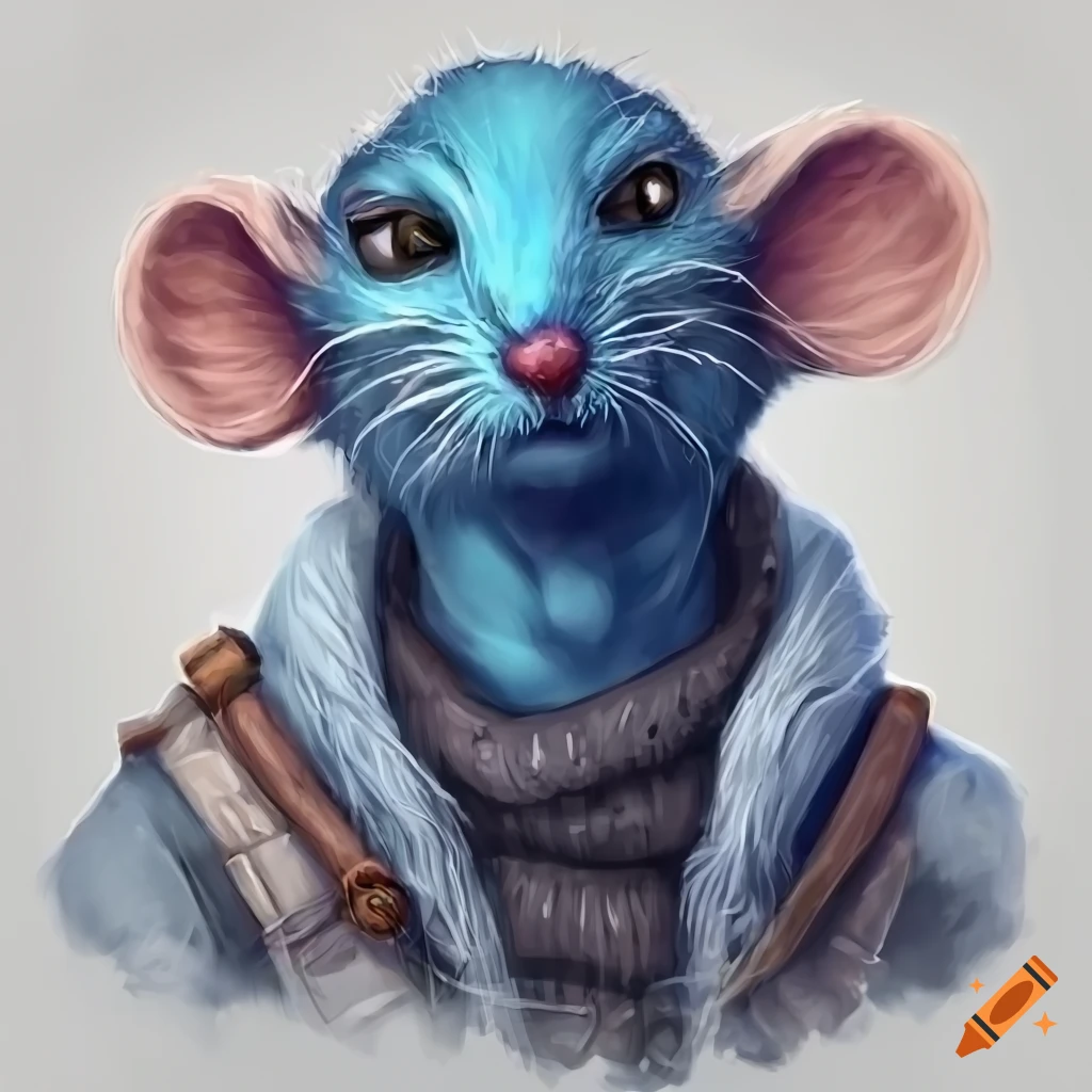 Photorealistic blue mousefolk wearing grey winter clothes, dungeons and ...
