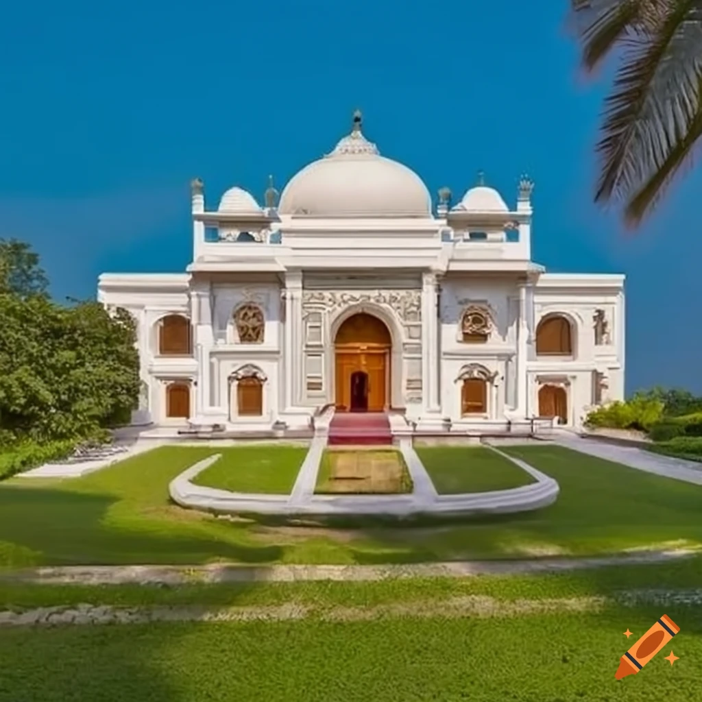 Mahal white house mediterranean architectural style full frontal elevation