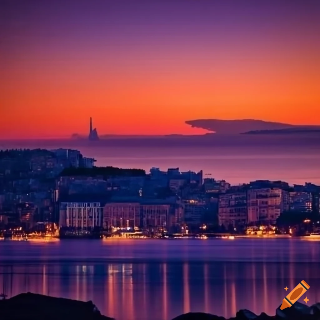 French riviera skyline spectacular sunset sky