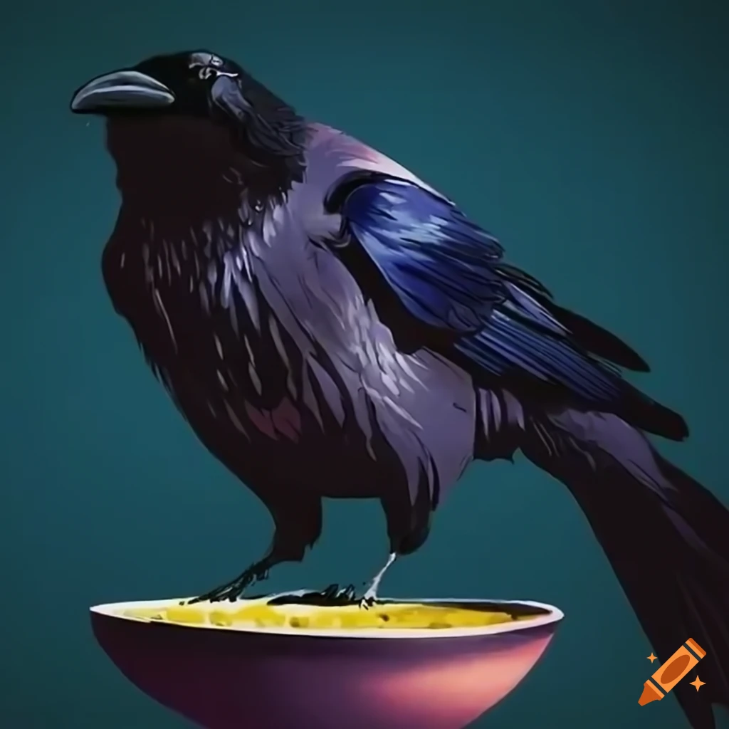 Crow eating soup retrowave