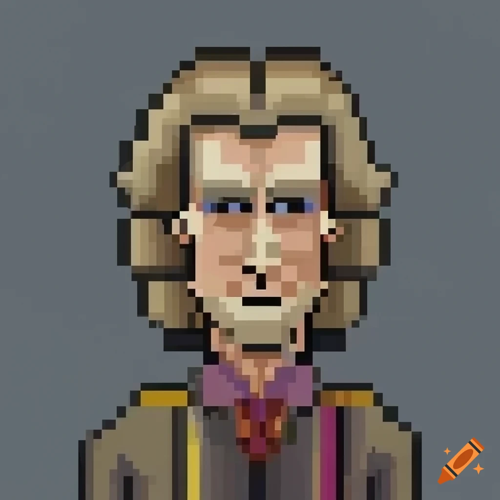 Isaac newton in pixel art on Craiyon
