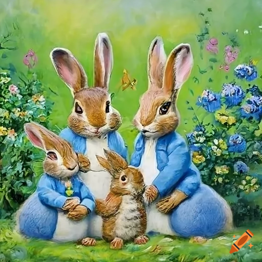 Peter rabbit family with mom and children, inspiracja danuta muszyńka ...