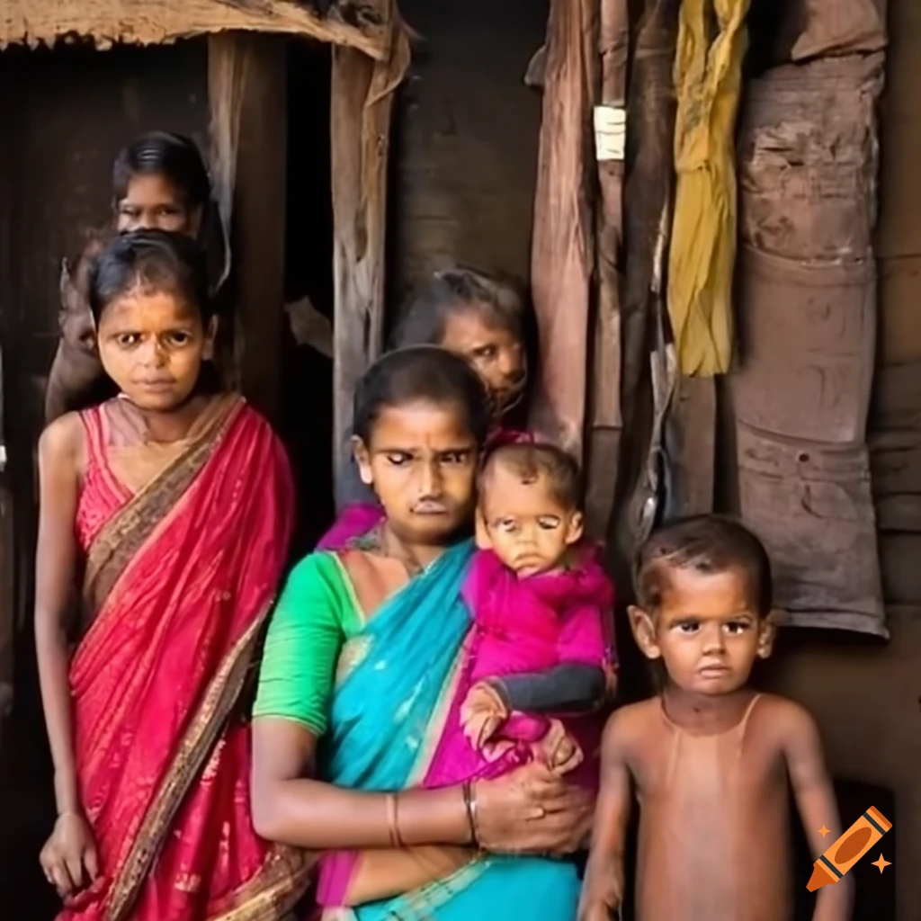 A large family in india poverty on Craiyon