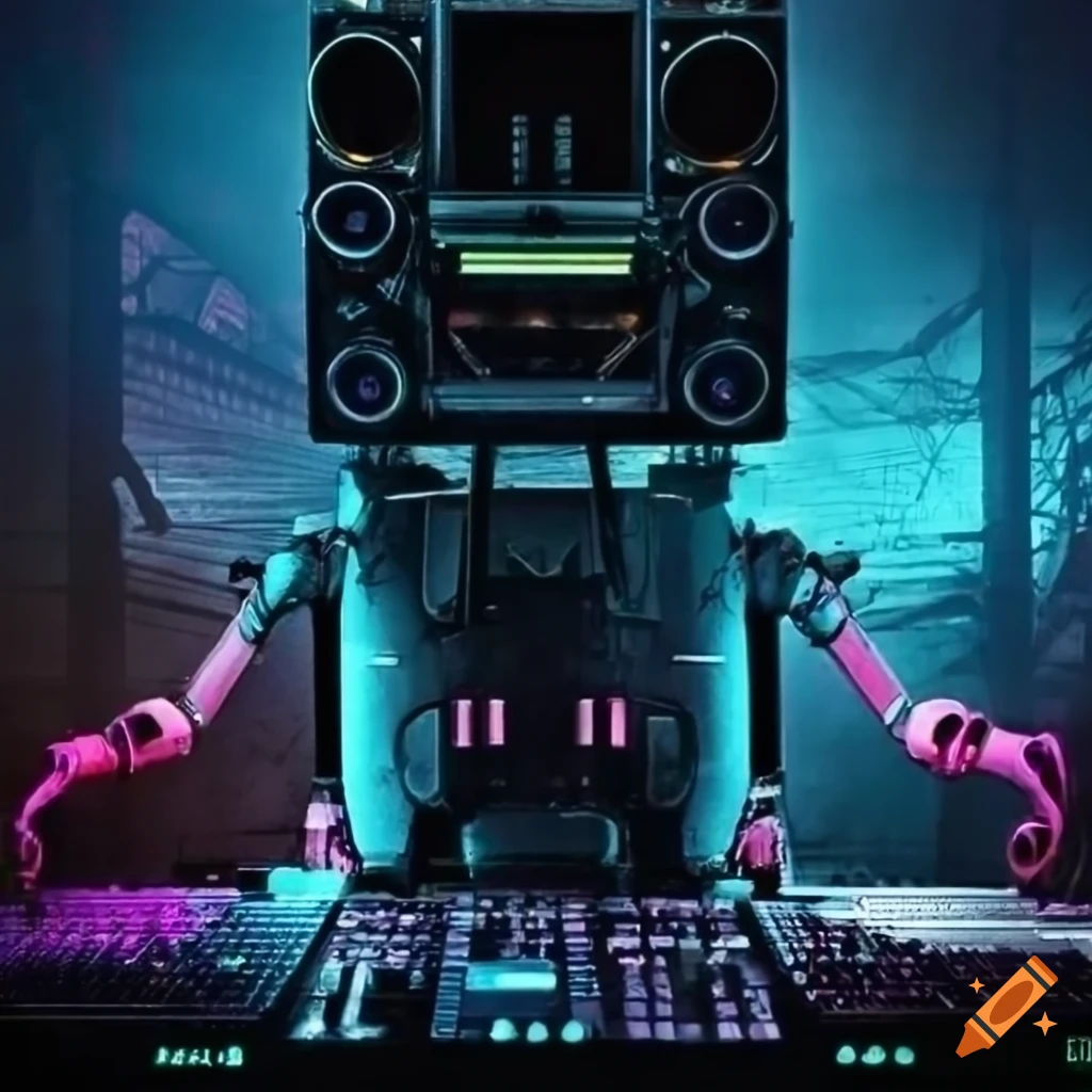 Event flyer. underground electronic music. big robotic sound system ...