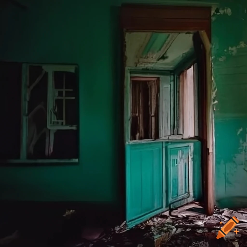 Liminal real life abandoned home photo colored on Craiyon