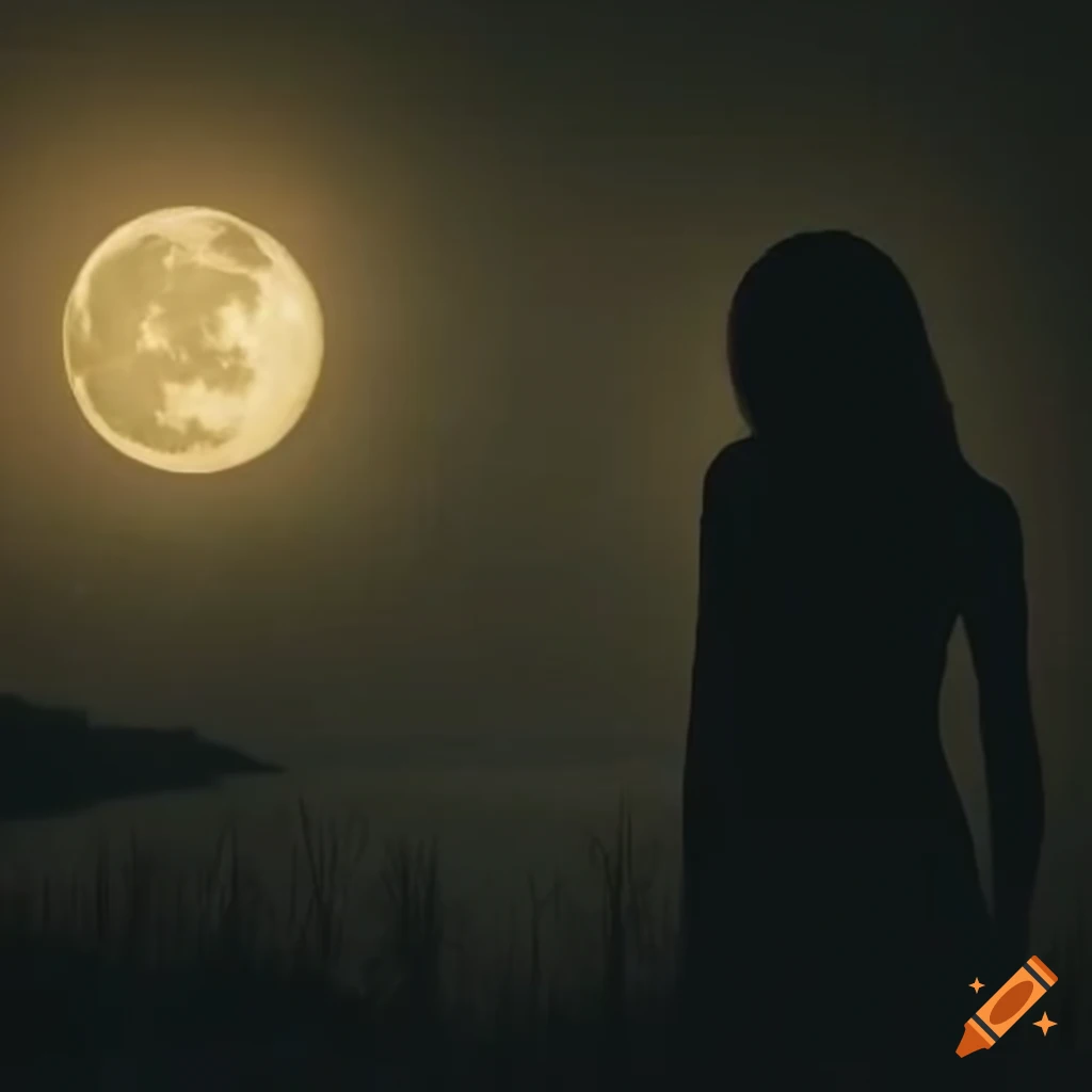 Girl Sitting Alone In Moonlight