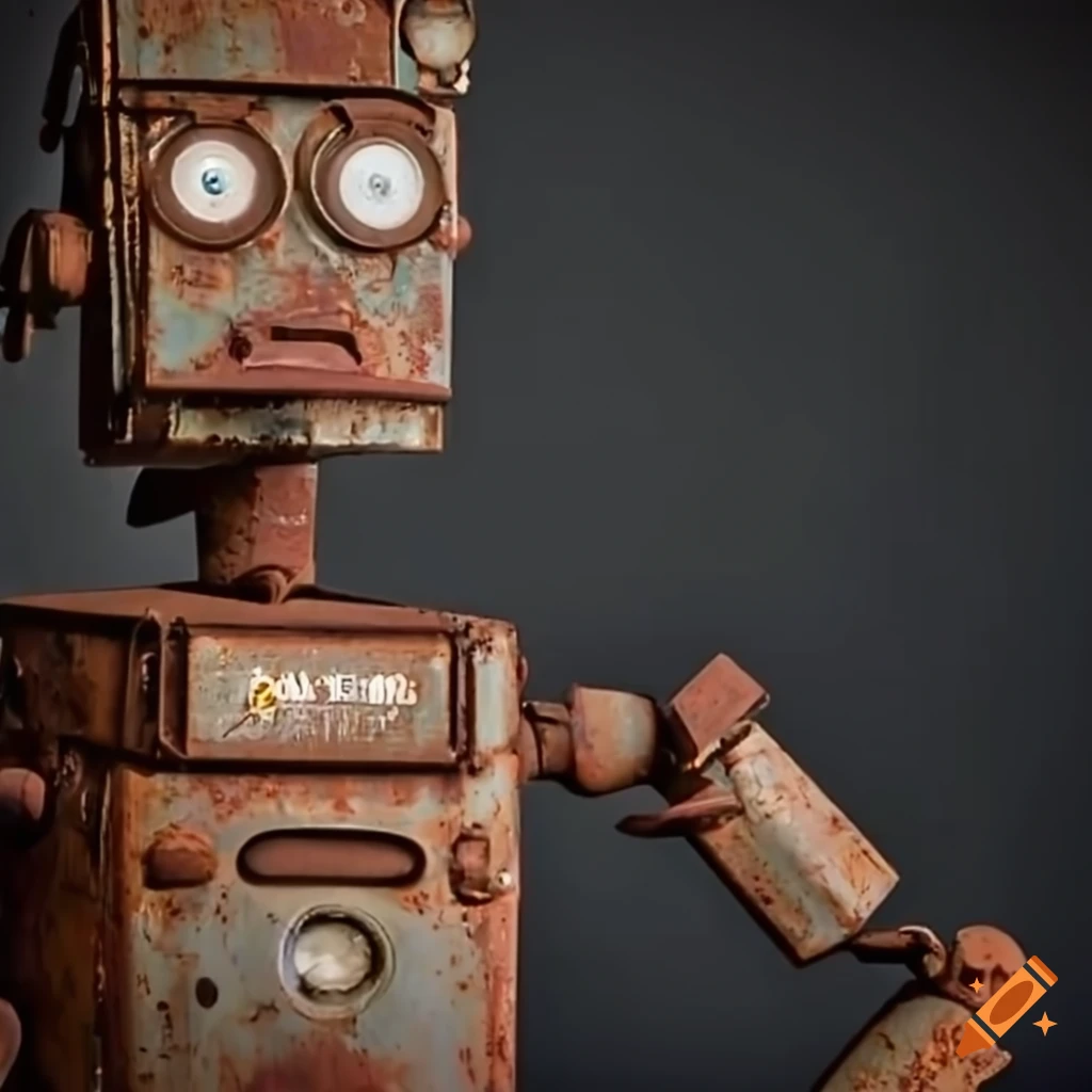 Sad, rusty robot on Craiyon
