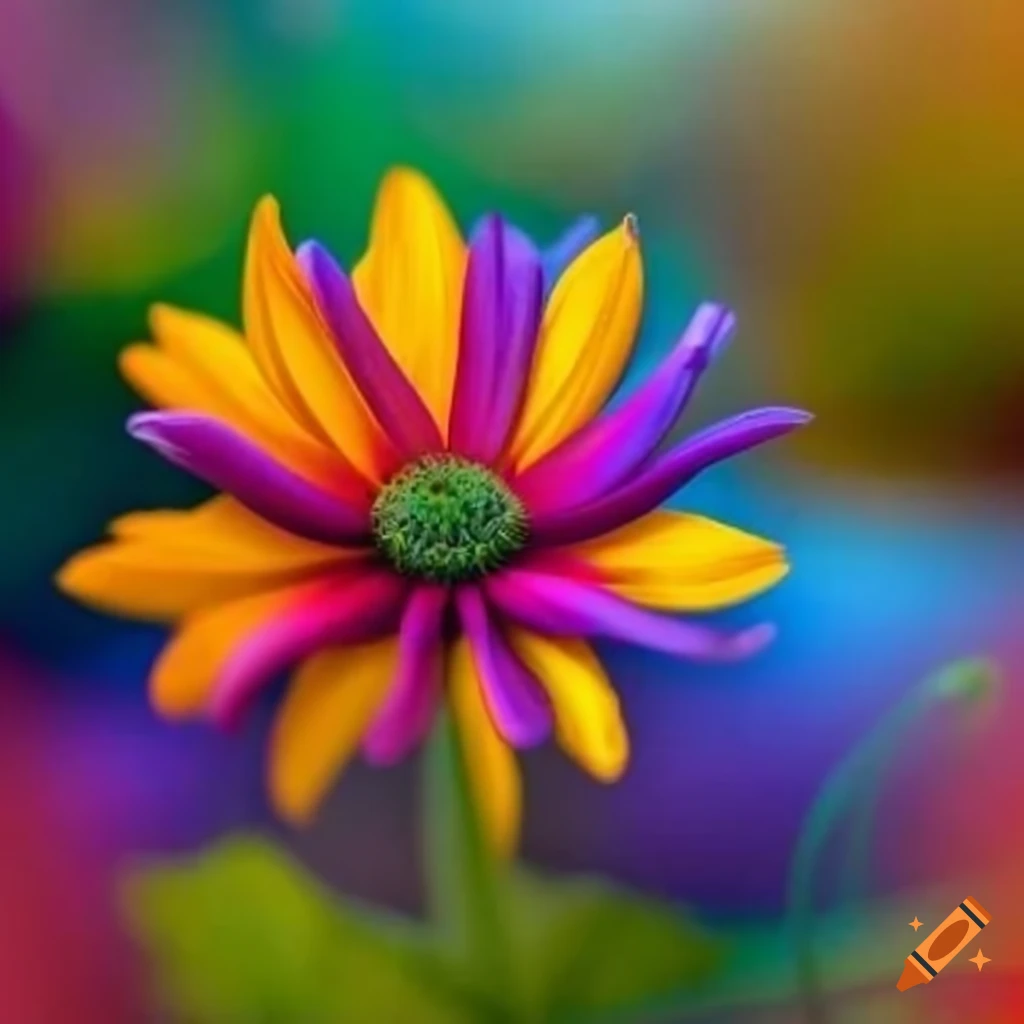 A cheerful flower garden with vibrant blooms of various shapes and colors