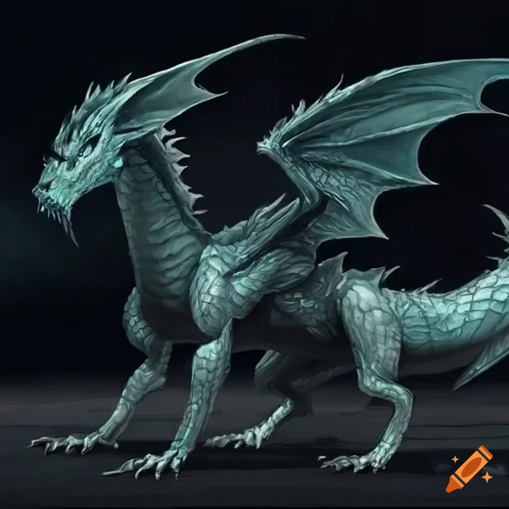 Full body dragon concept designs, side view