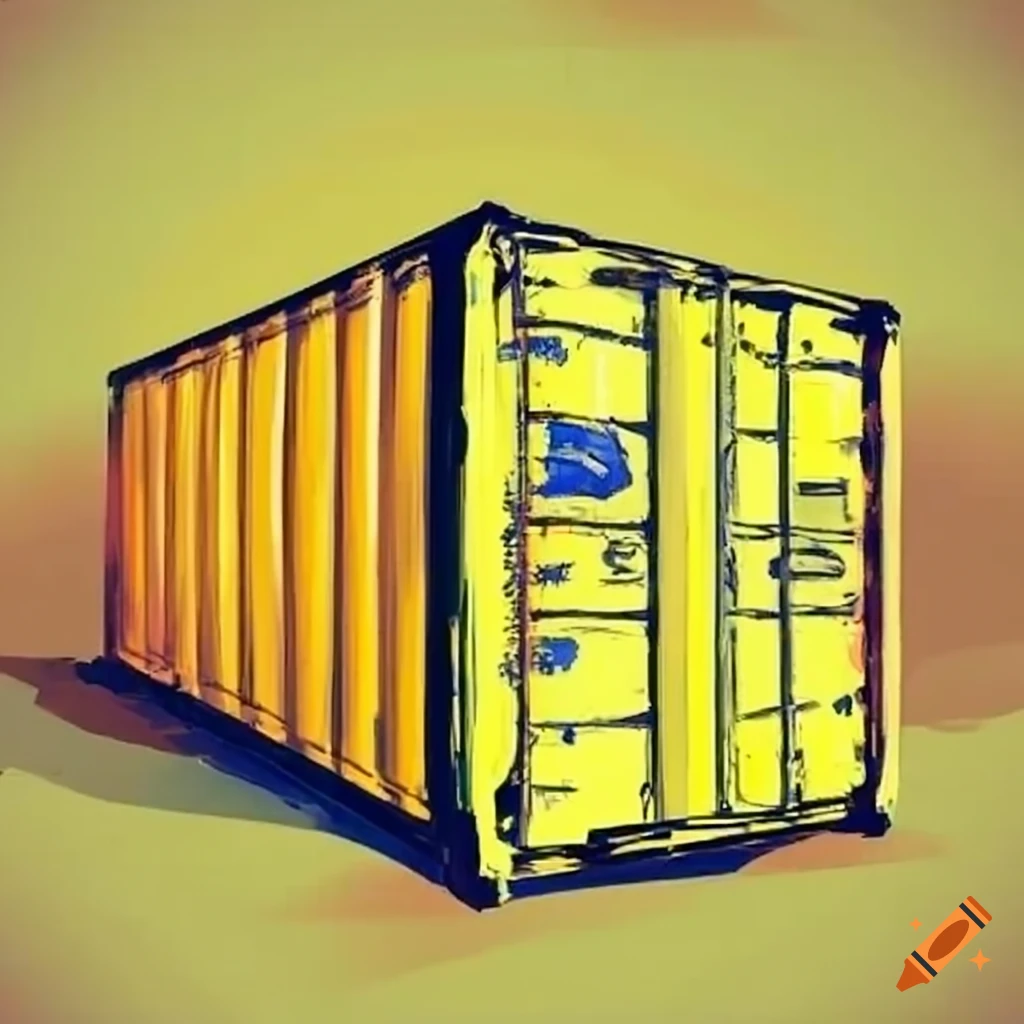 A big yellow shipping container on Craiyon