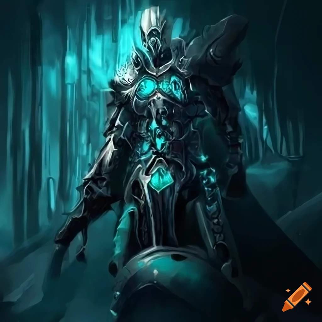 Cyan cybernetic android machine knight fantasy art