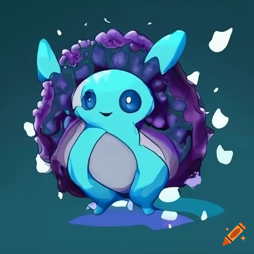Geode creature in the style of pokemon