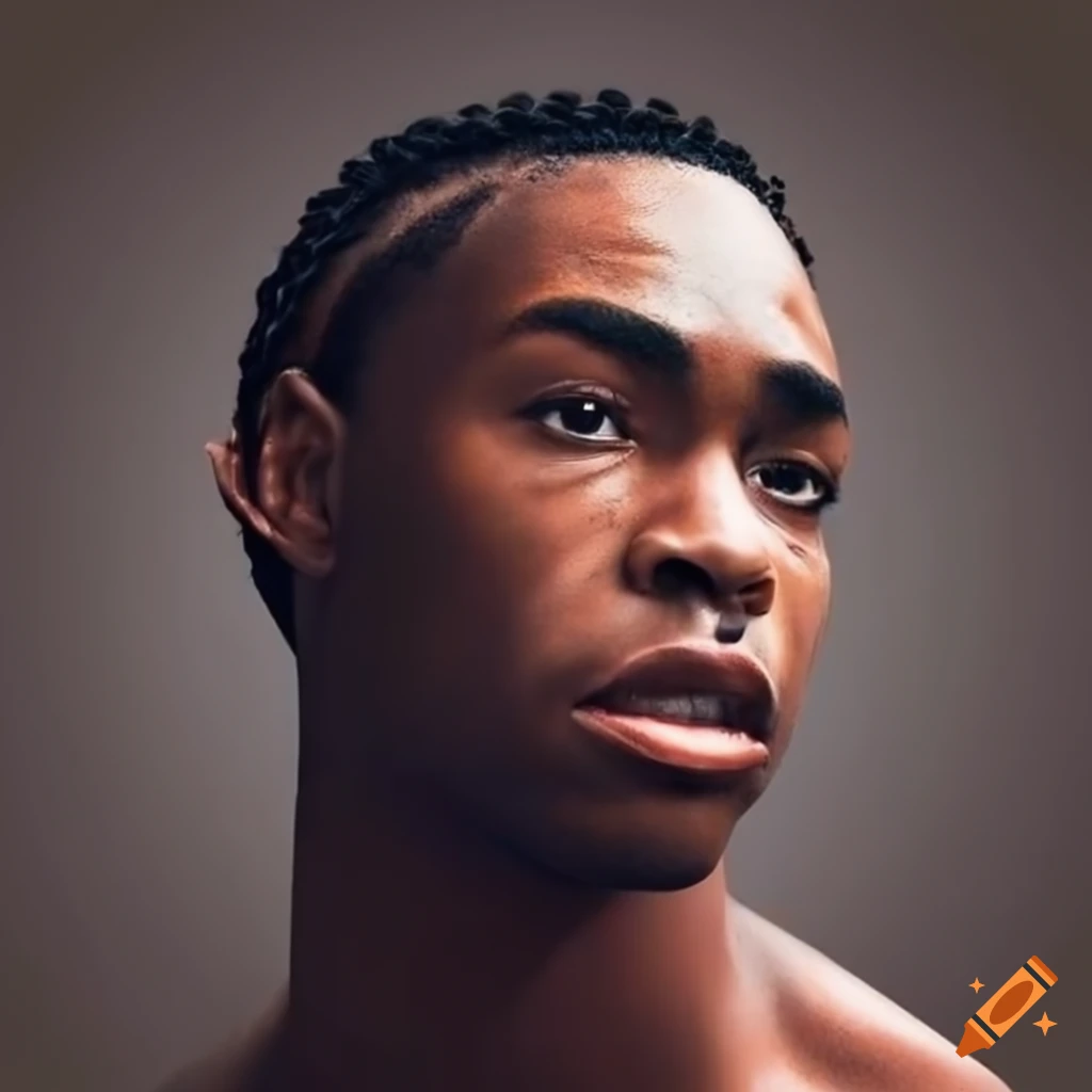 Young fit black man with cornrows and katanas on Craiyon