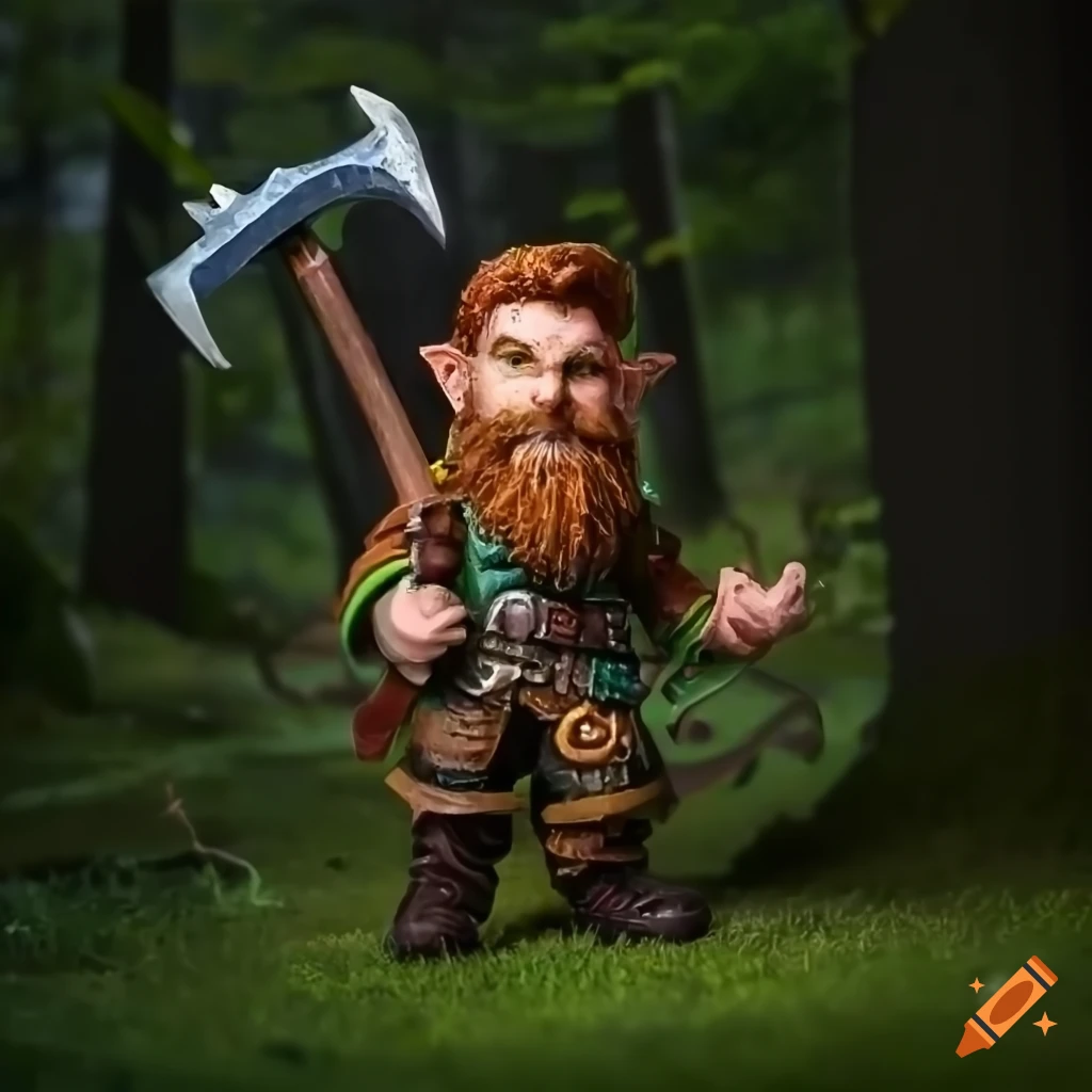 High fantasy artificer gnome with a short brown beard, carrying a ...