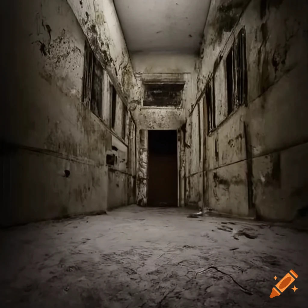 A rotten, dank, dirty prison cell with an open door