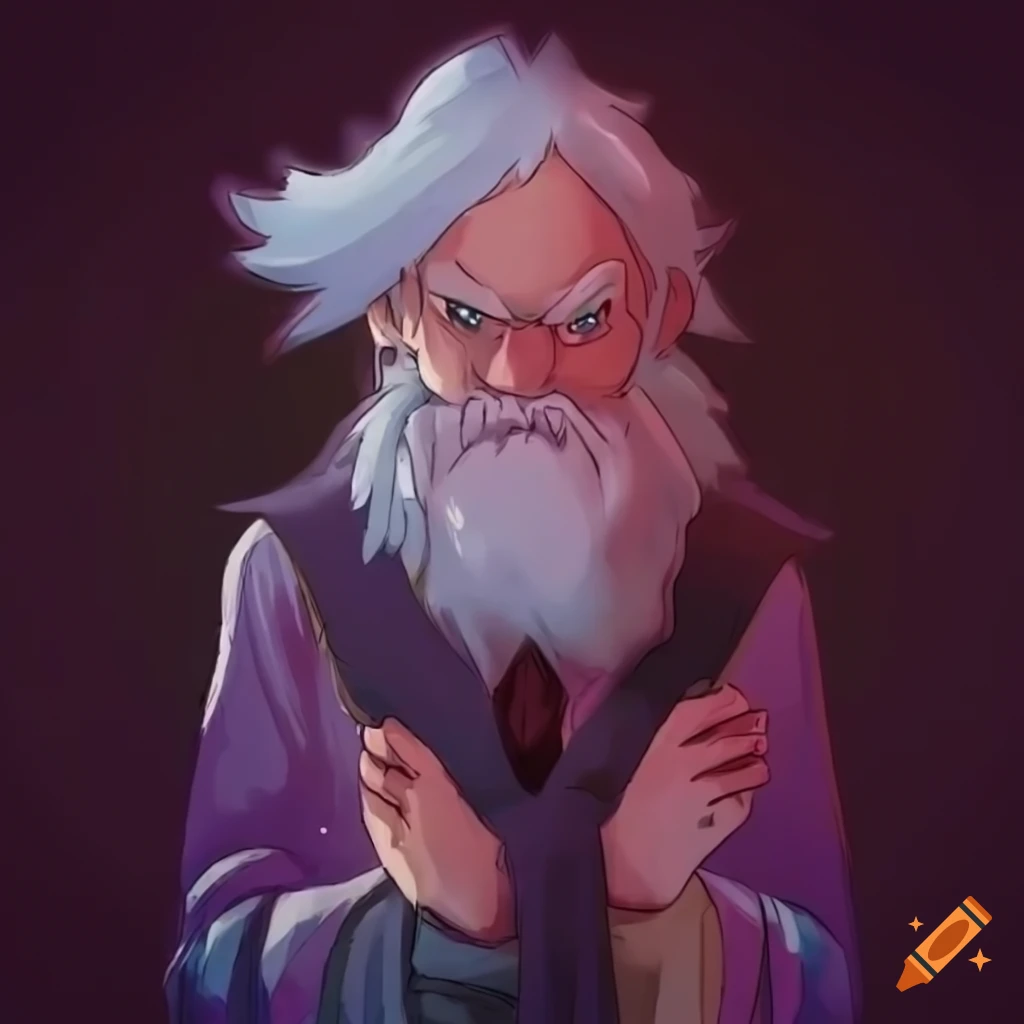 Old wizard in the style of the pokemon anime on Craiyon