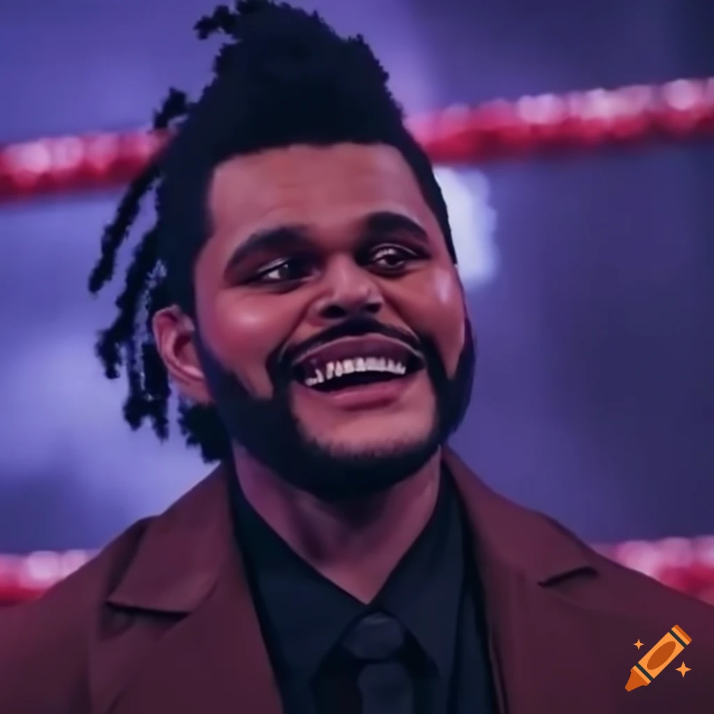 The weeknd in wwe ring confronting brock lesnar 4k, detailed faces on ...