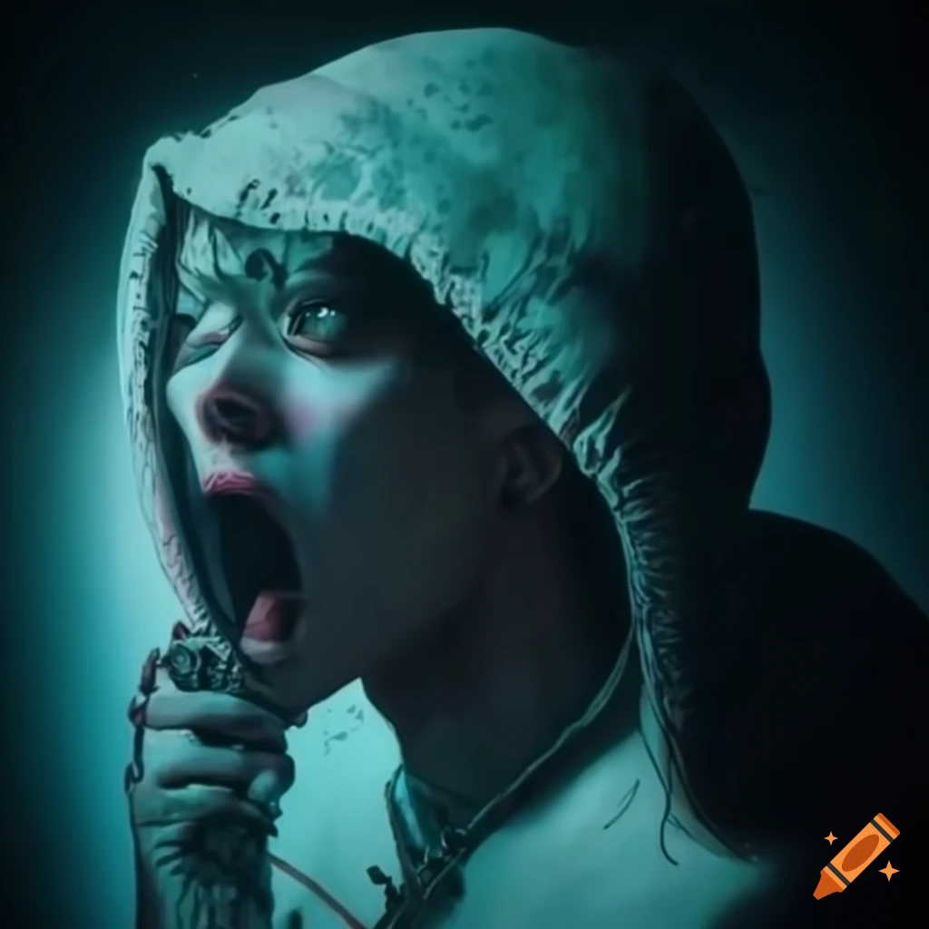 A rapper lost in the void, in the infernal terror of loneliness on Craiyon