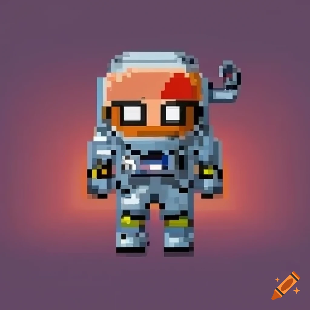 An astronaut on mars is drawn with 8-bit pixels on Craiyon