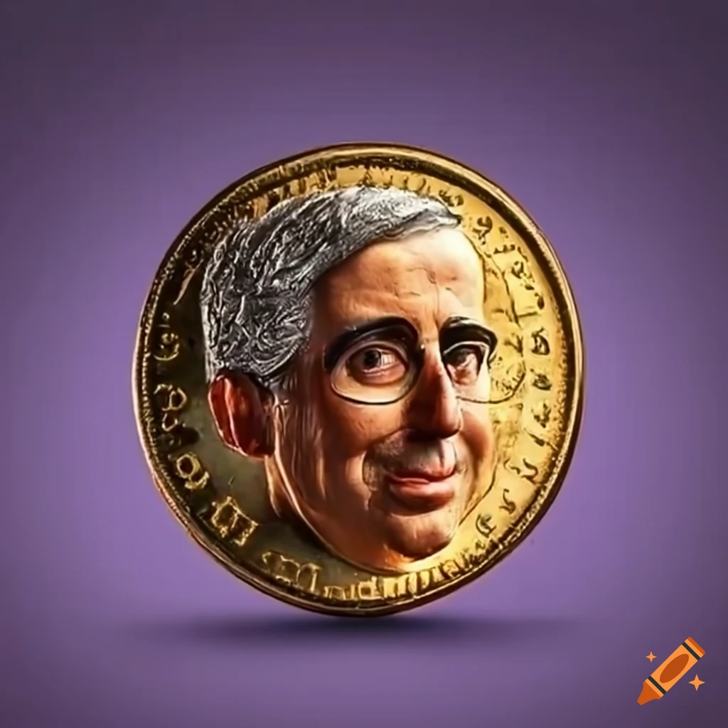 A gold coin portraying john oliver as the face of the coin
