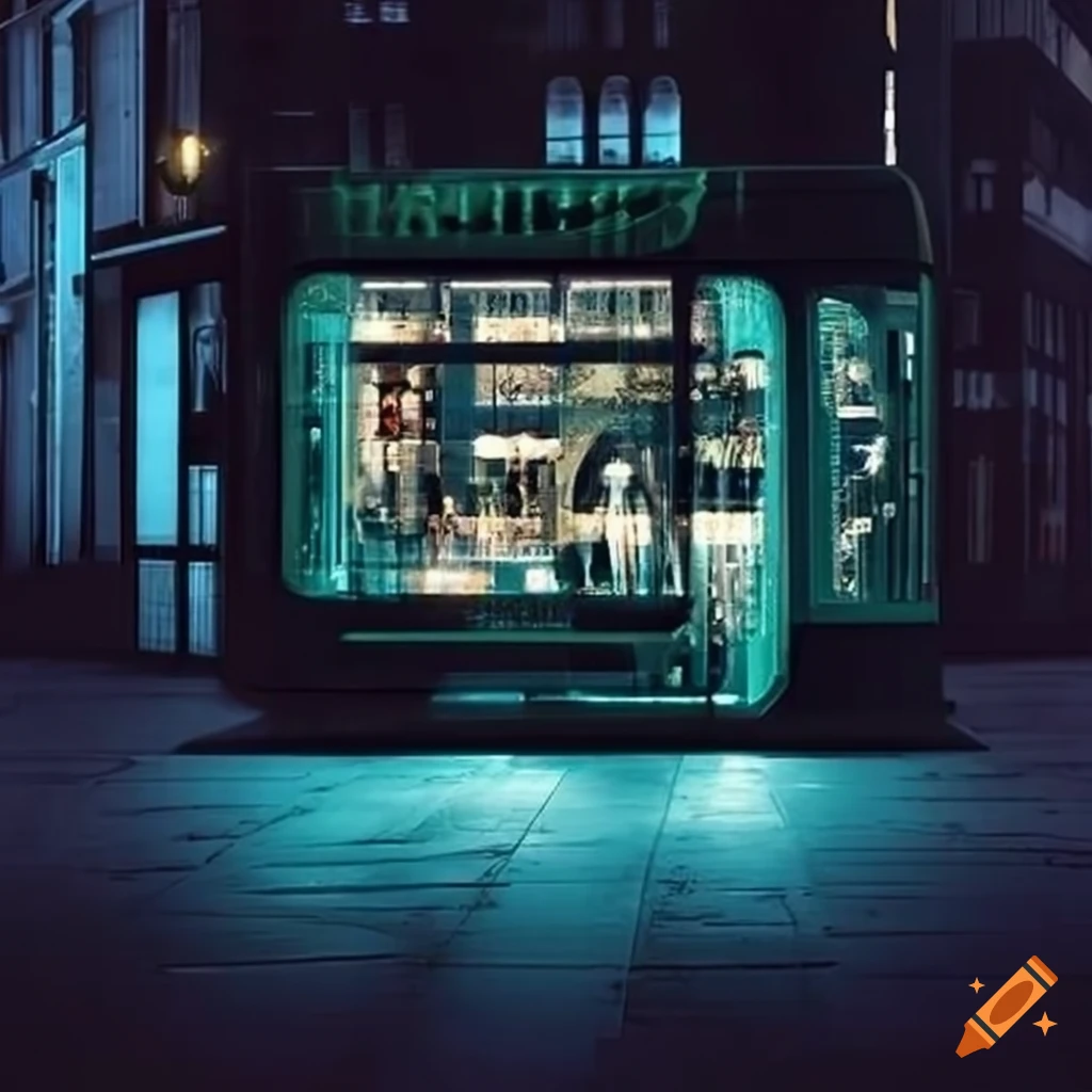 Futuristic coffeeshop storefront