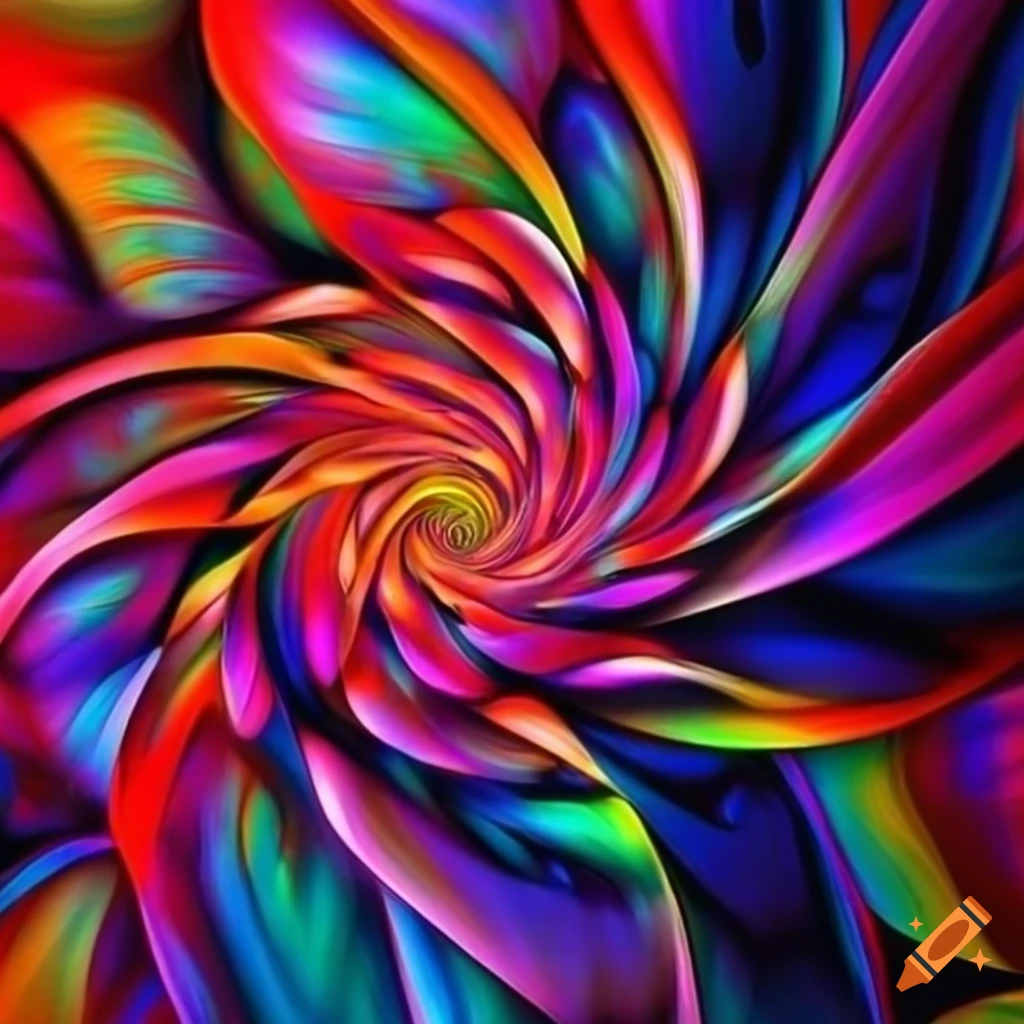 A stunning abstract flower with vibrant colors and intricate patterns ...