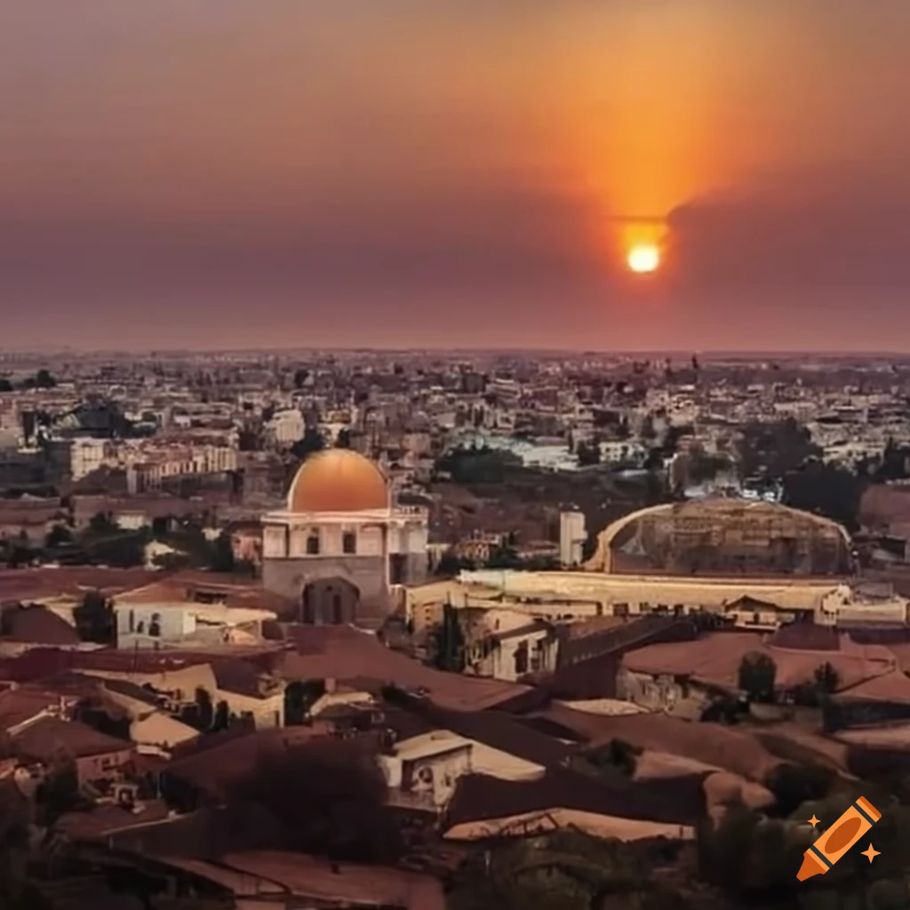 Global view of the town of bamako with a greek arena within the city