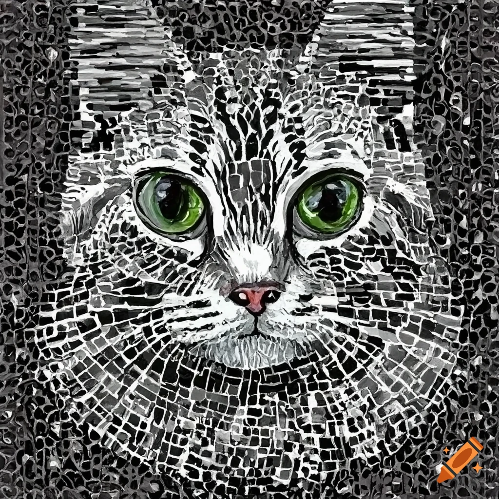 Painting mosaic cats with flowers