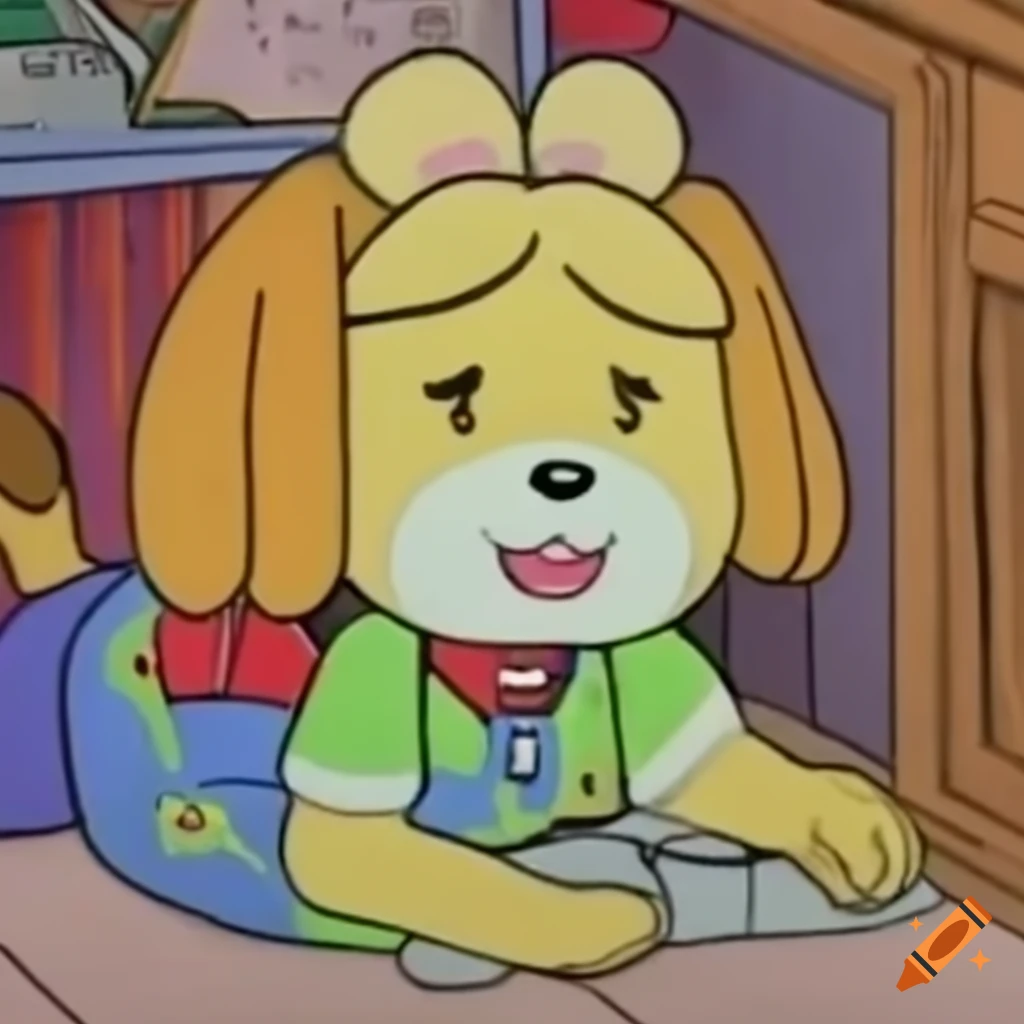 Isabelle watching tv on Craiyon