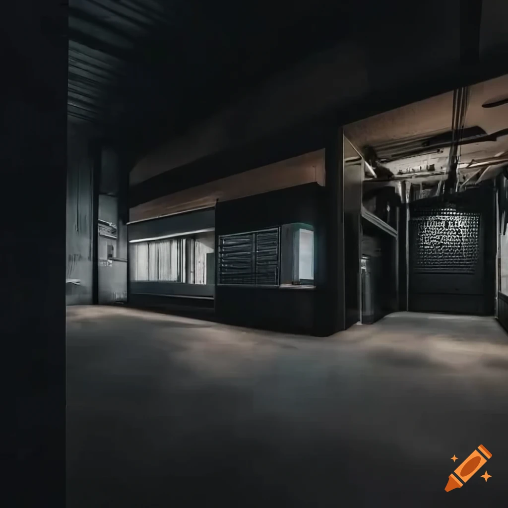 Futuristic minimalistic streetwear cafe on a dark backstreet. blade ...