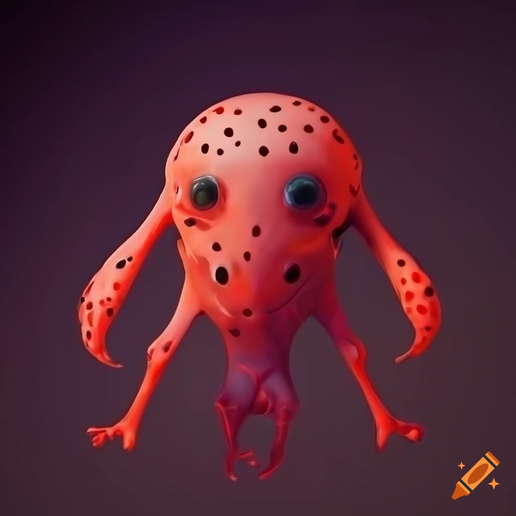 Cute stylized polyploid space creature with glistening translucent ...