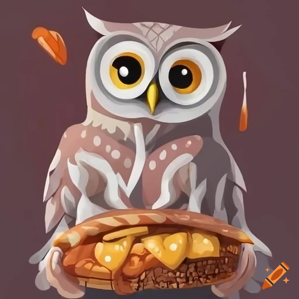 Cute owl with mcchicken on Craiyon