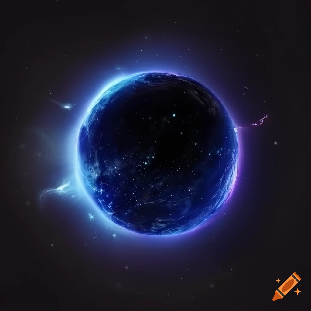 Black energy orb, space background, 2d on Craiyon
