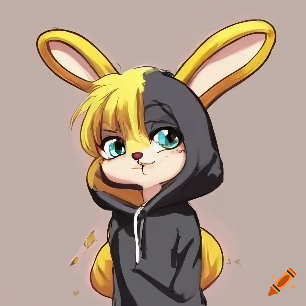 An anthropomorphic cream fur color rabbit character with yellow hair ...