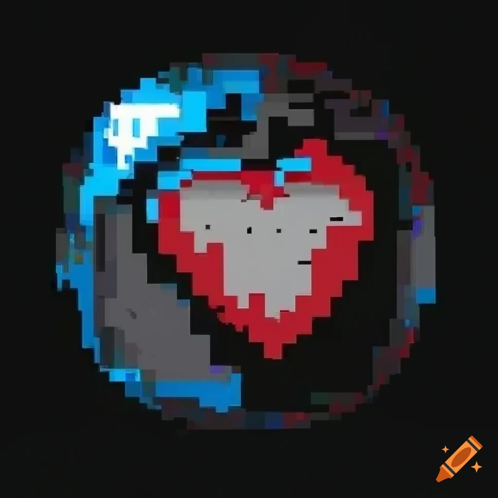 Corrupted heart computer glitch encased in a glass ball pixel art on ...