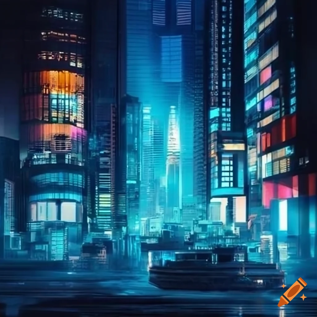 A futuristic city combining tokyo and pittsburgh