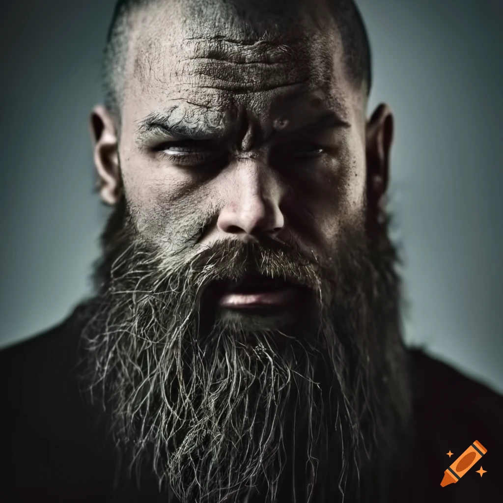 Rugged dark bearded man face on on Craiyon