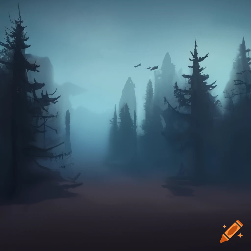 Skybox of russian tundra with some trees and metal shacks. Team ...