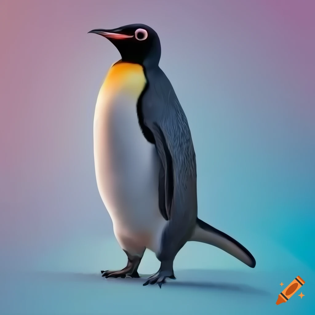 Full body image of penguin, high definition illustration