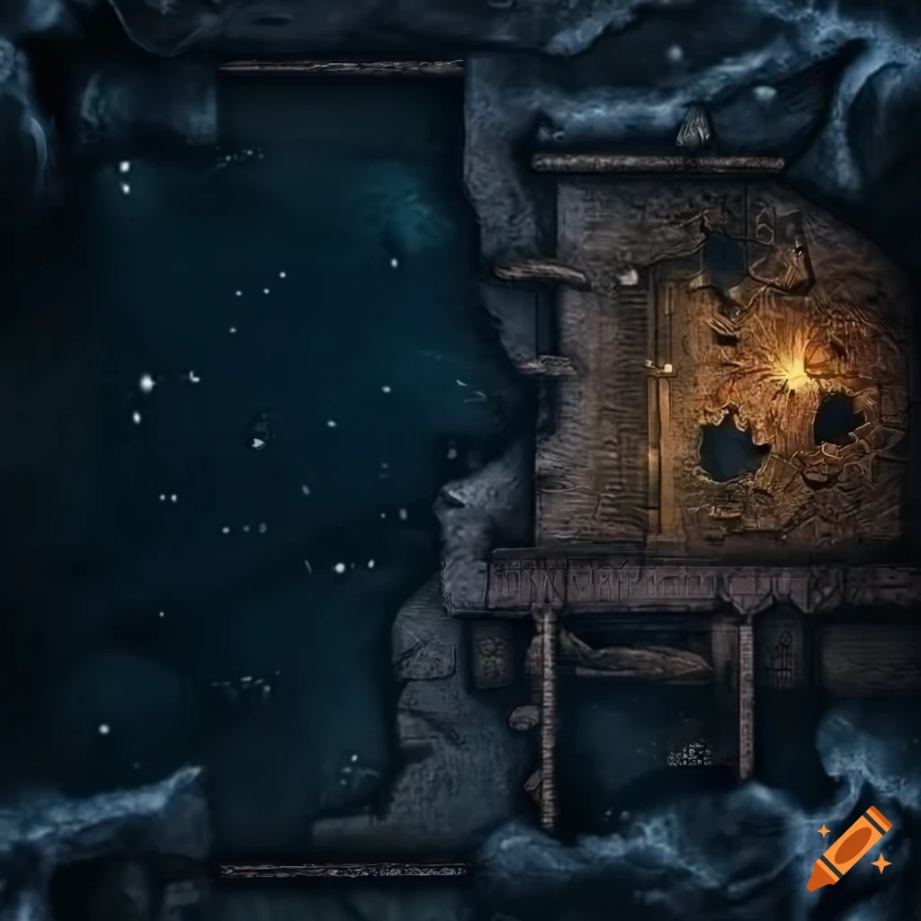 Medieval port winter night dark fantasy map on Craiyon