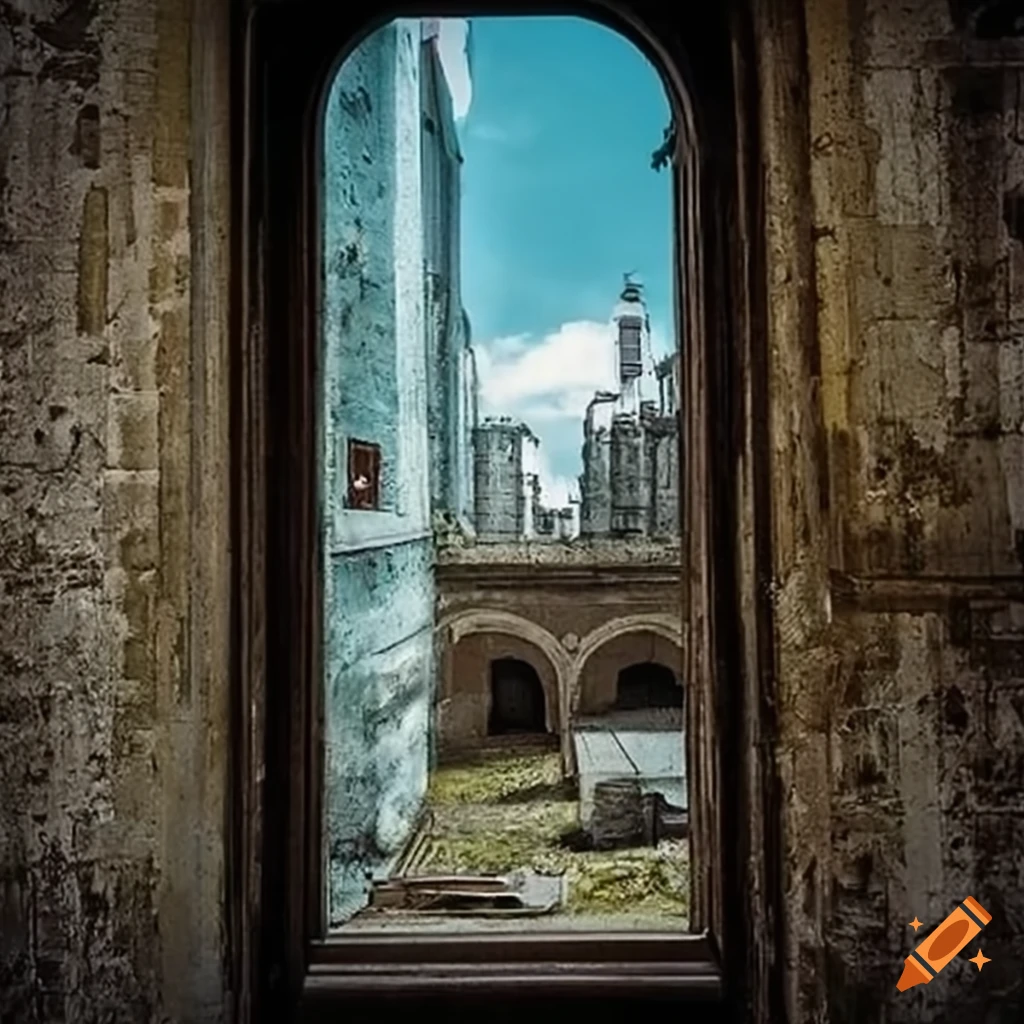 Old building with strange windows on Craiyon