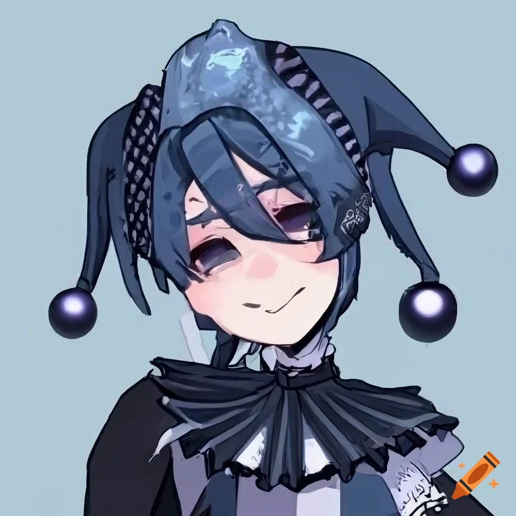 Opalescent, black and white themed jester, court jester, masked jester ...