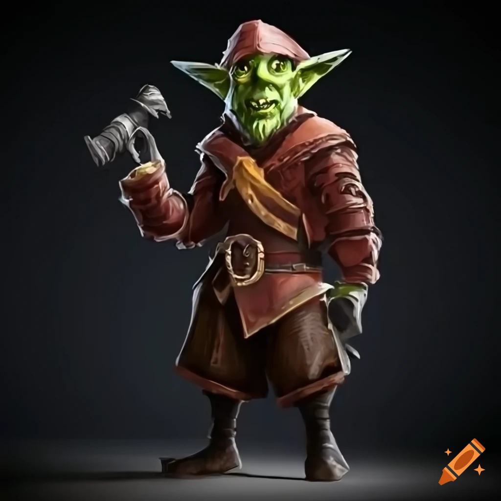 A swashbuckling goblin in a stylish suit holding hammers