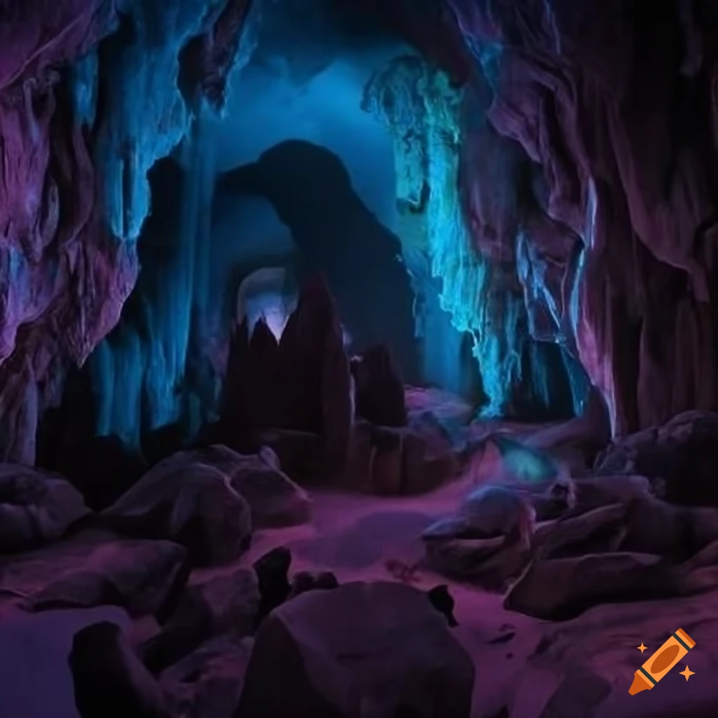 Grotto dark glowing on Craiyon