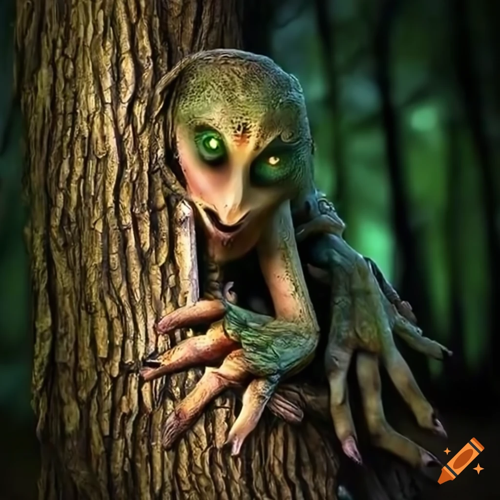 A mystical creature resembling a tree with unique characteristics on ...
