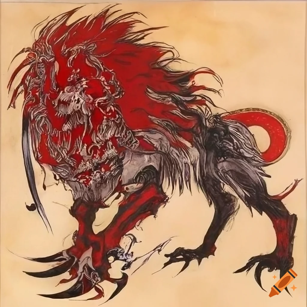 Abstract spikes heraldry demon lion shield concept art final fantasy ...