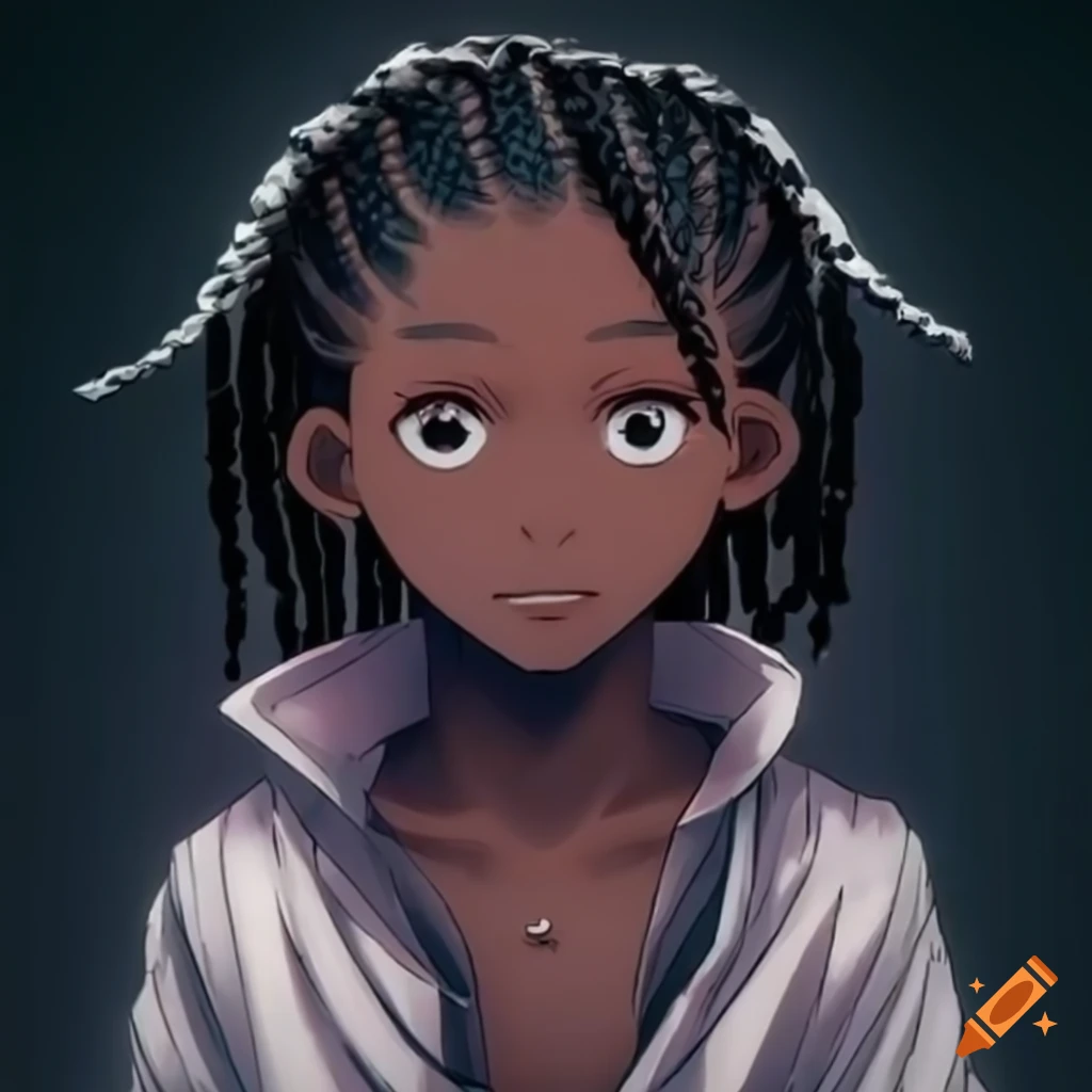 Anime black boy with cornrows on Craiyon